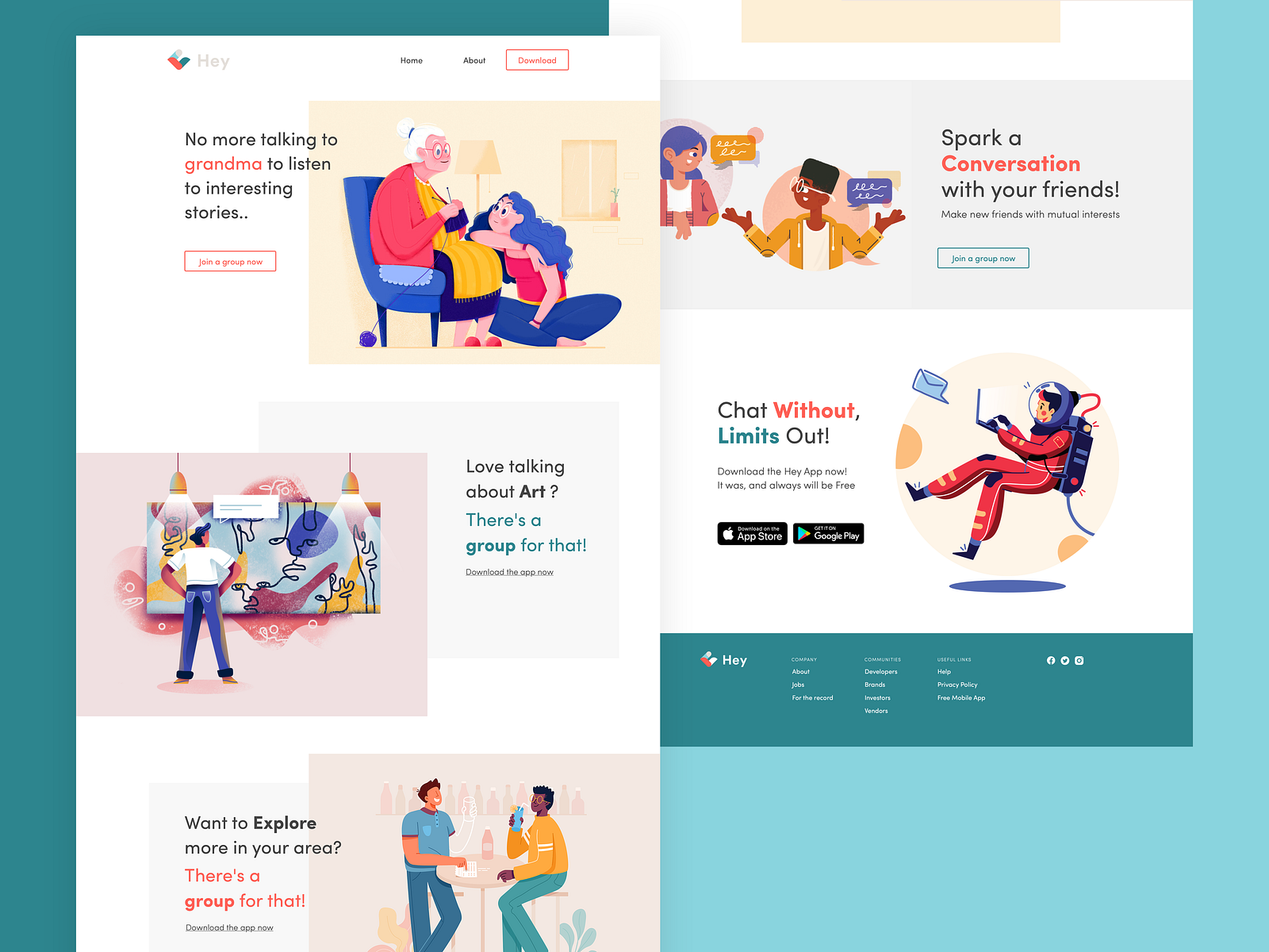 Landing Page || Hey Chat by Zickr on Dribbble