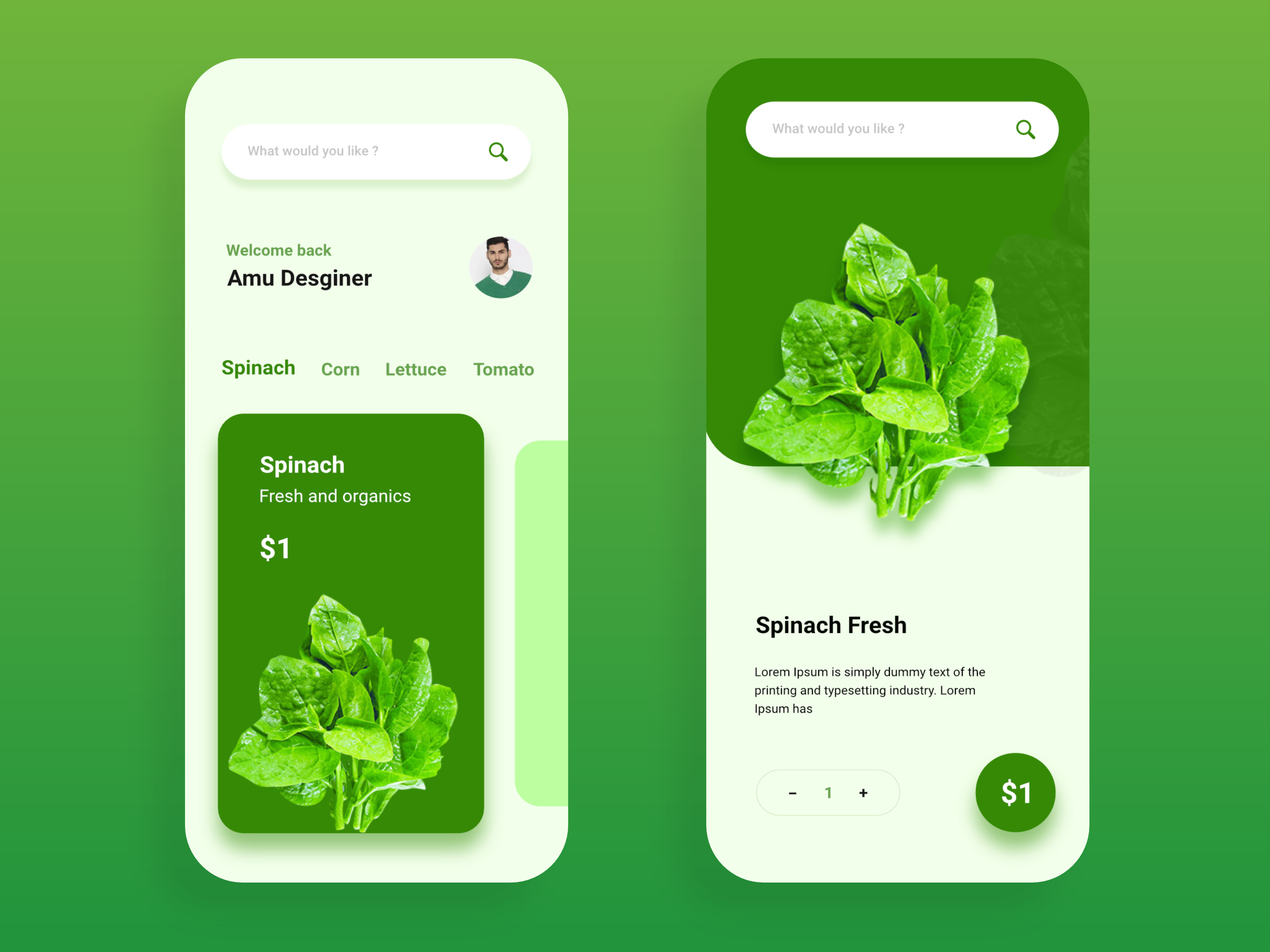 Ui Design For vegetable store app by Amit kumar on Dribbble
