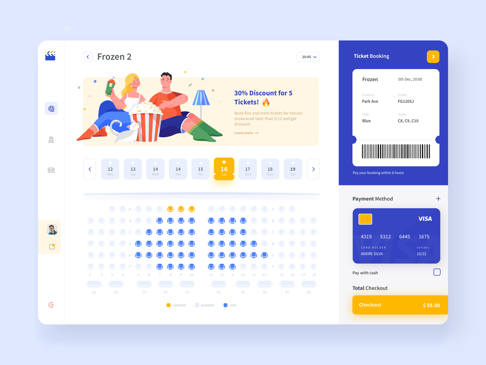 Tickets Booking Dashboard by Afterglow on Dribbble