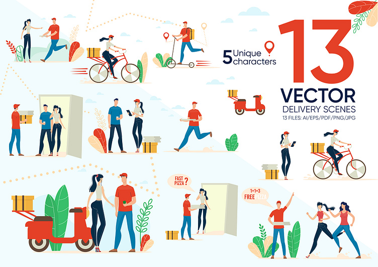 Food Delivery Vector Scenes by Tera Luiza on Dribbble