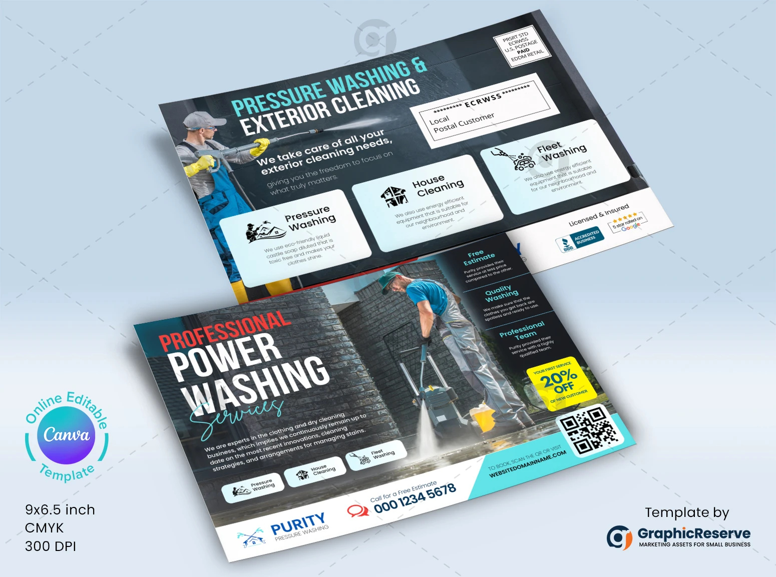 Power Washing EDDM Mailing Template – Canva Design by Graphic Reserve ...