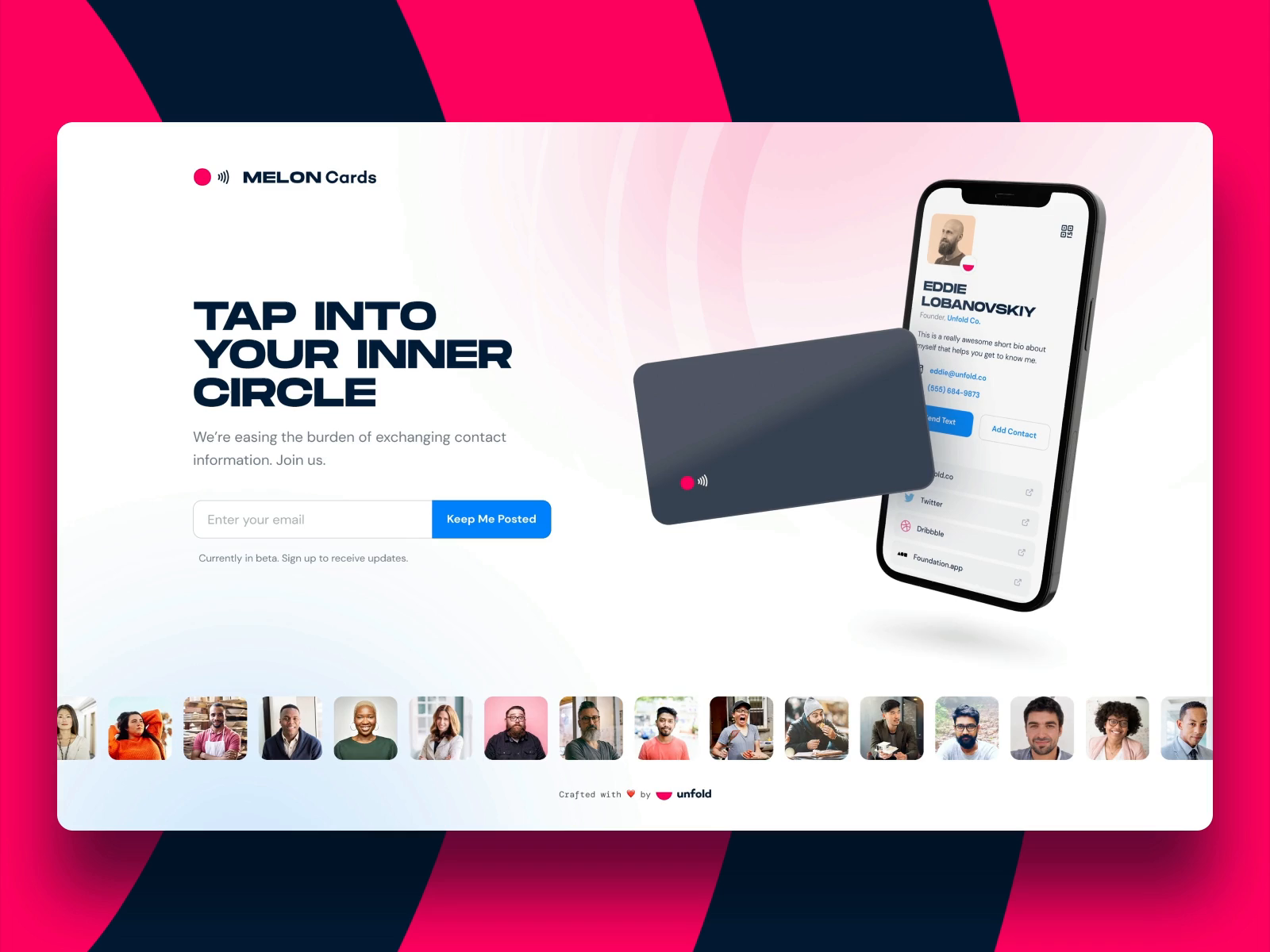 Melon.Cards Landing Animation by Phil Goodwin for Unfold on Dribbble
