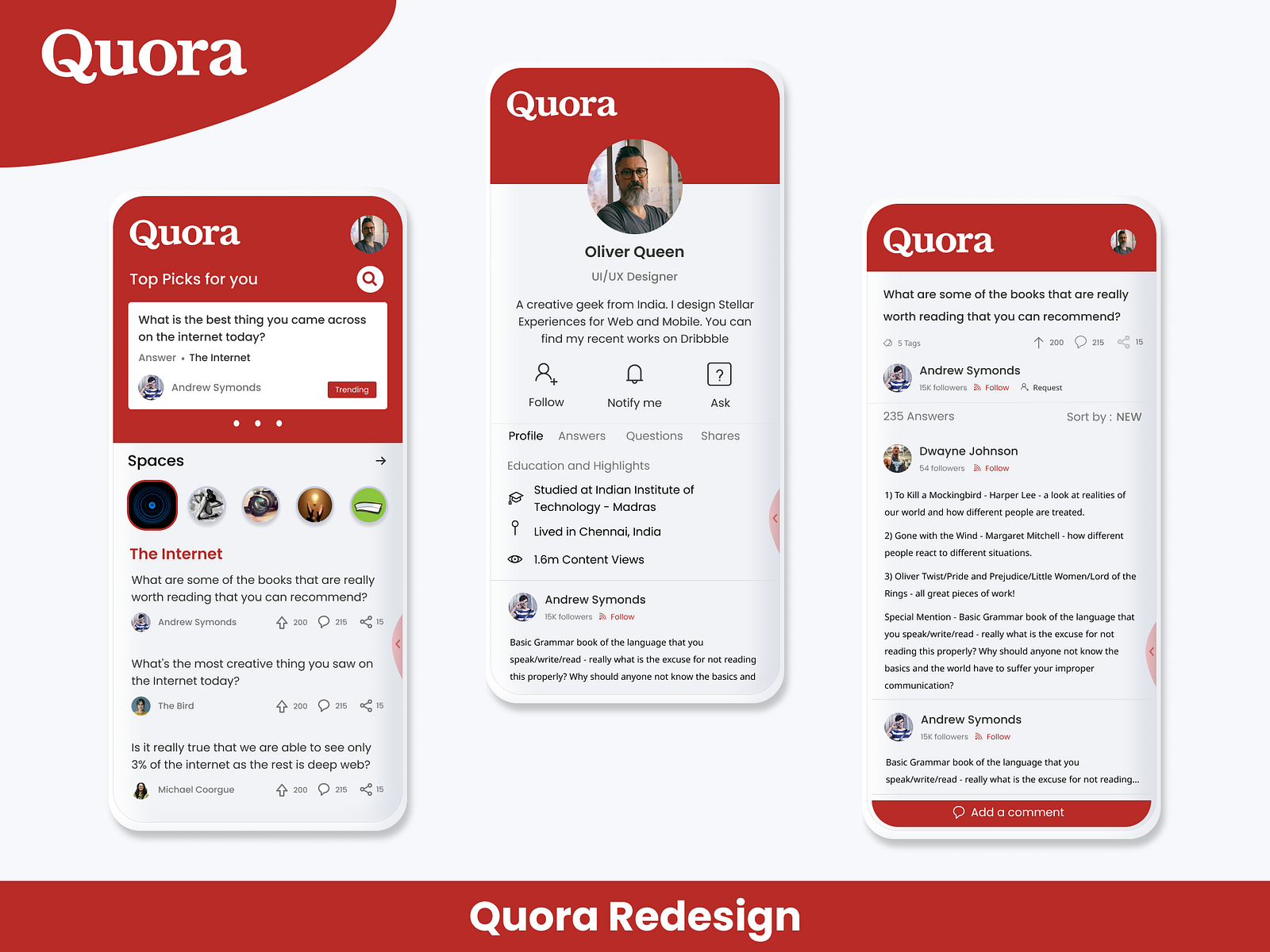 Quora redesign concept by Muajeez Aafaque on Dribbble