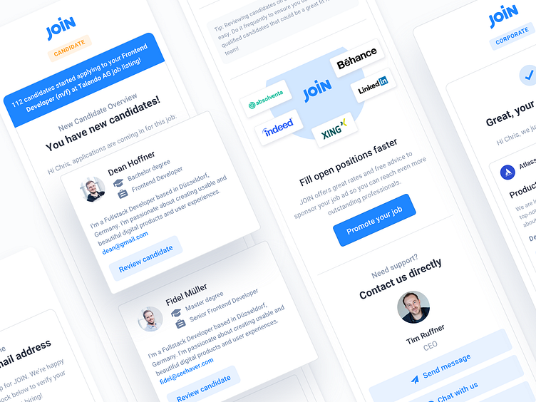 Hiring Platform E-Mail Templates by Julian Herbst on Dribbble