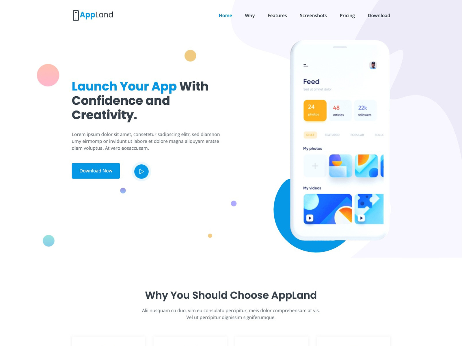 Free App Landing Page HTML Template - AppLand by UIdeck on Dribbble