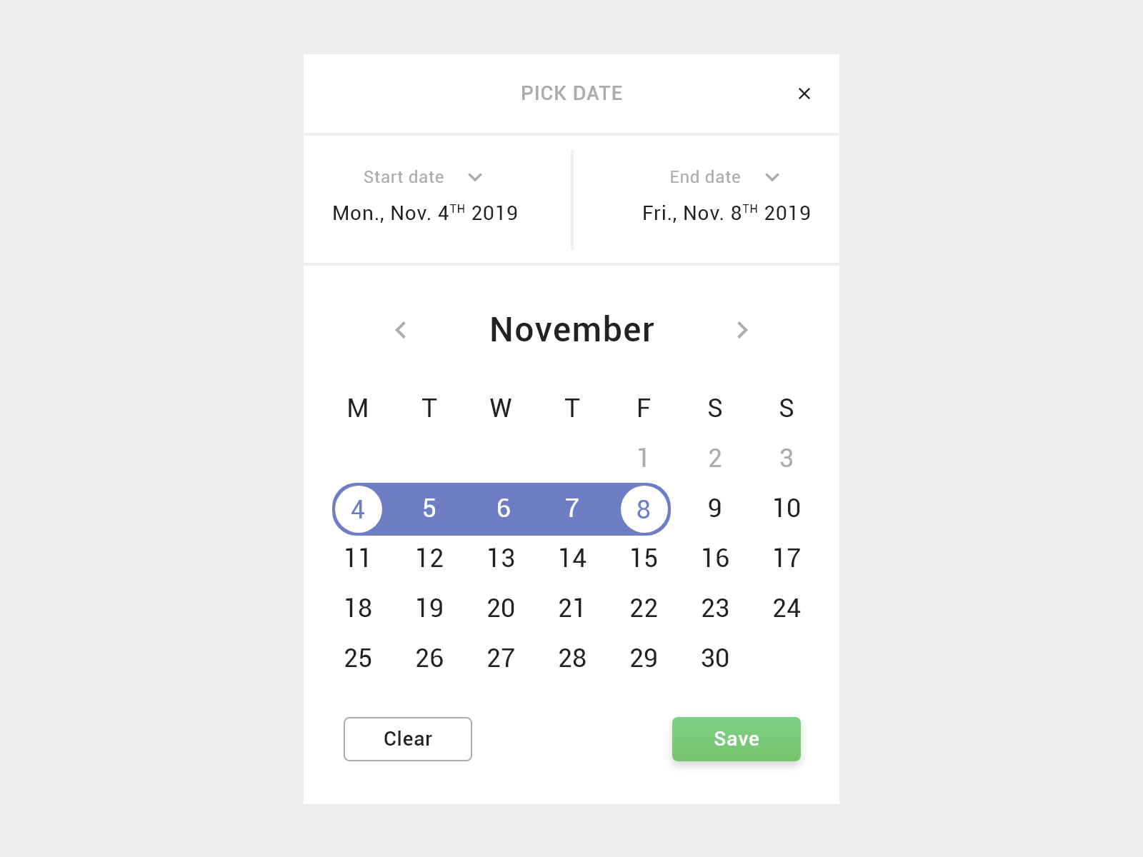 Daily UI #080 - Date Picker by Iona Matecade on Dribbble
