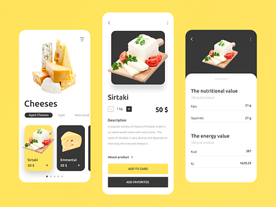 Mobile app - Cheeses by Kate Paradisek on Dribbble