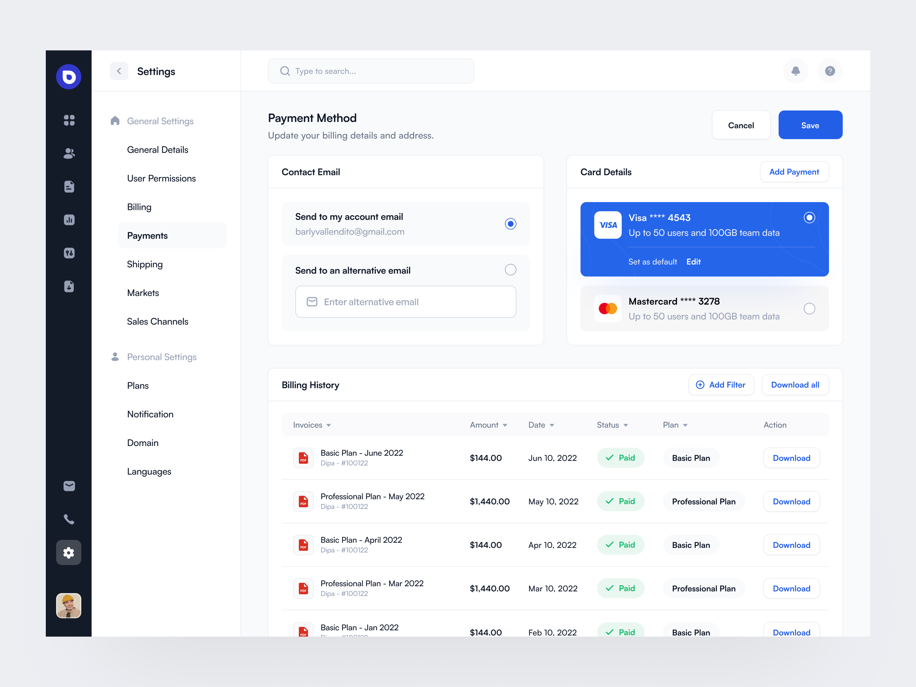Settings - Web App by Barly Design for Uxerflow on Dribbble