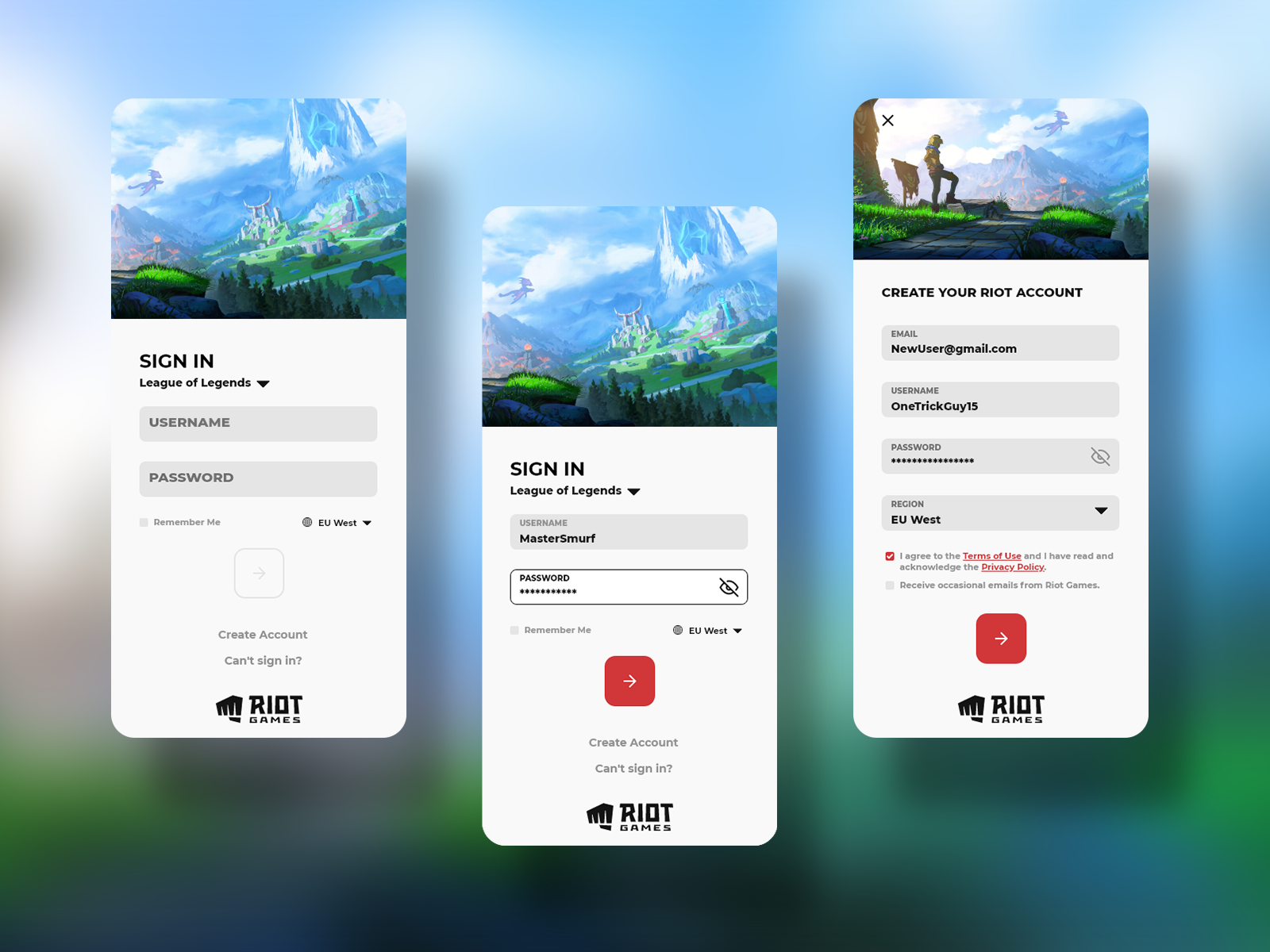 Daily UI 001 | League of Legends App LogIn Revamp by Mahmoud on Dribbble