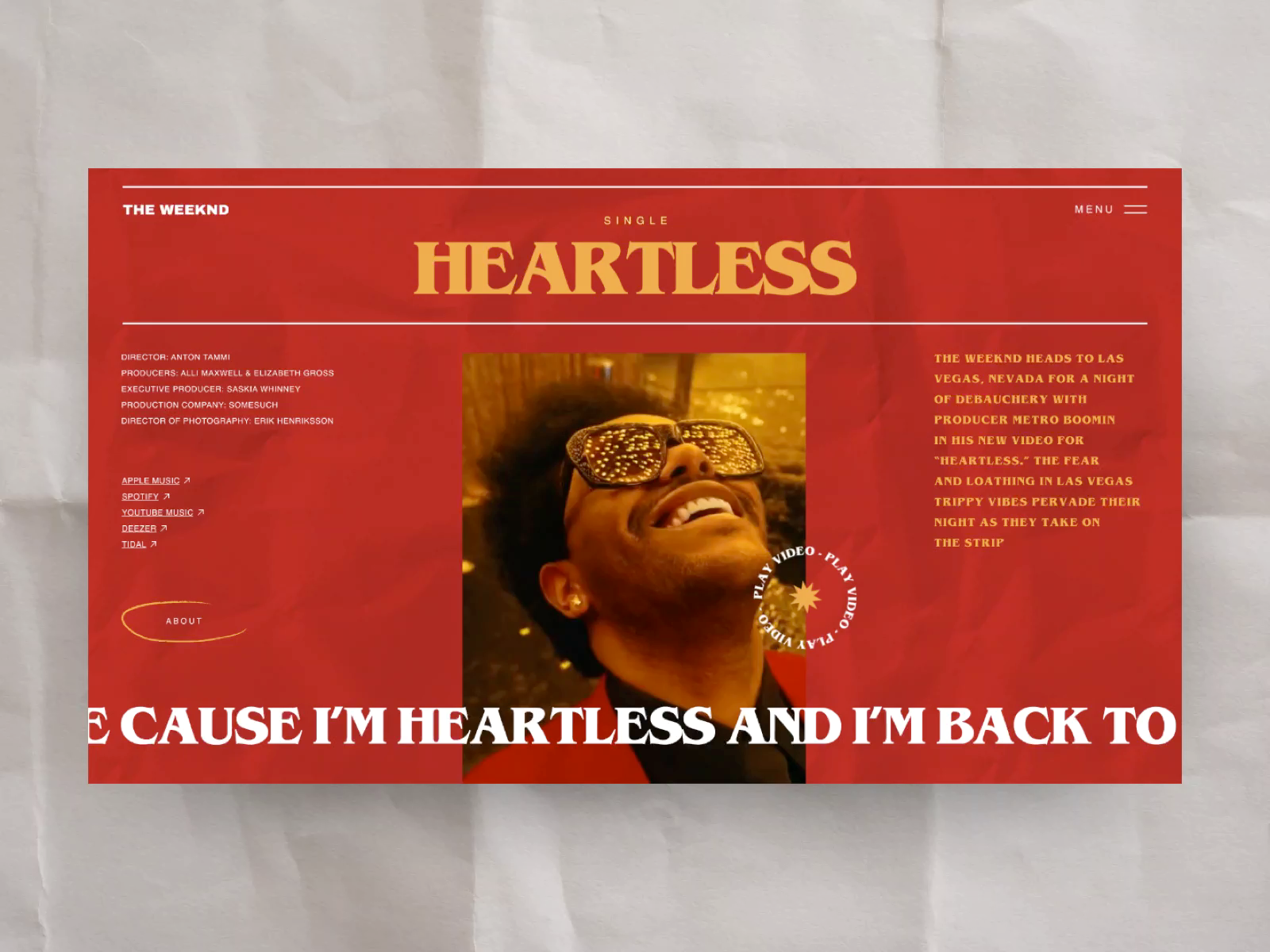 The Weeknd Heartless scroll animation by Vitaly Venger on Dribbble
