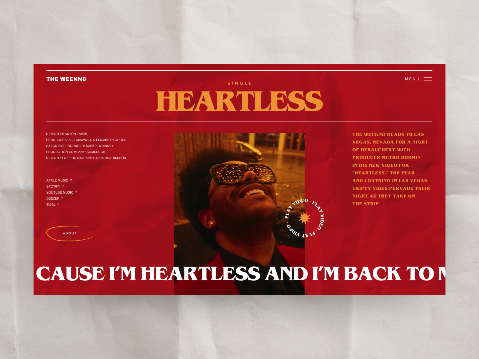 The Weeknd Heartless scroll animation by Vitaly Venger on Dribbble