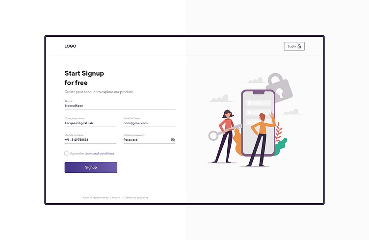 Website - Signup/ Registration page by noorudheen on Dribbble