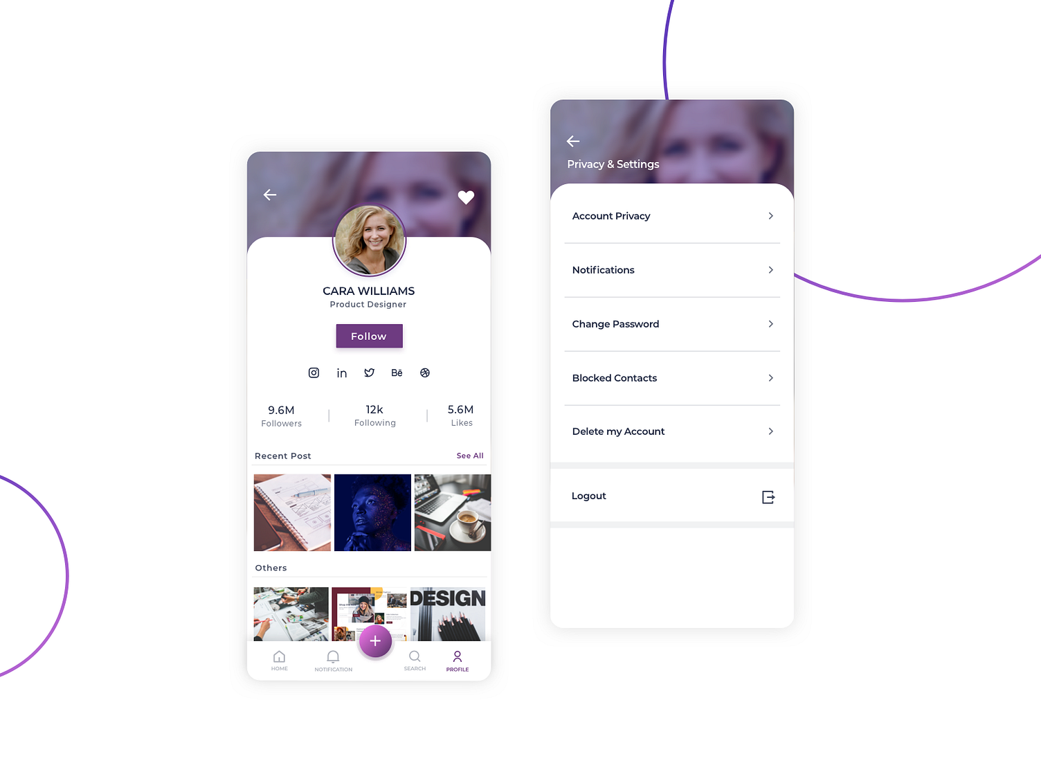 User Profile Setting DailyUI #006 / #0007 by Shaily Goel on Dribbble