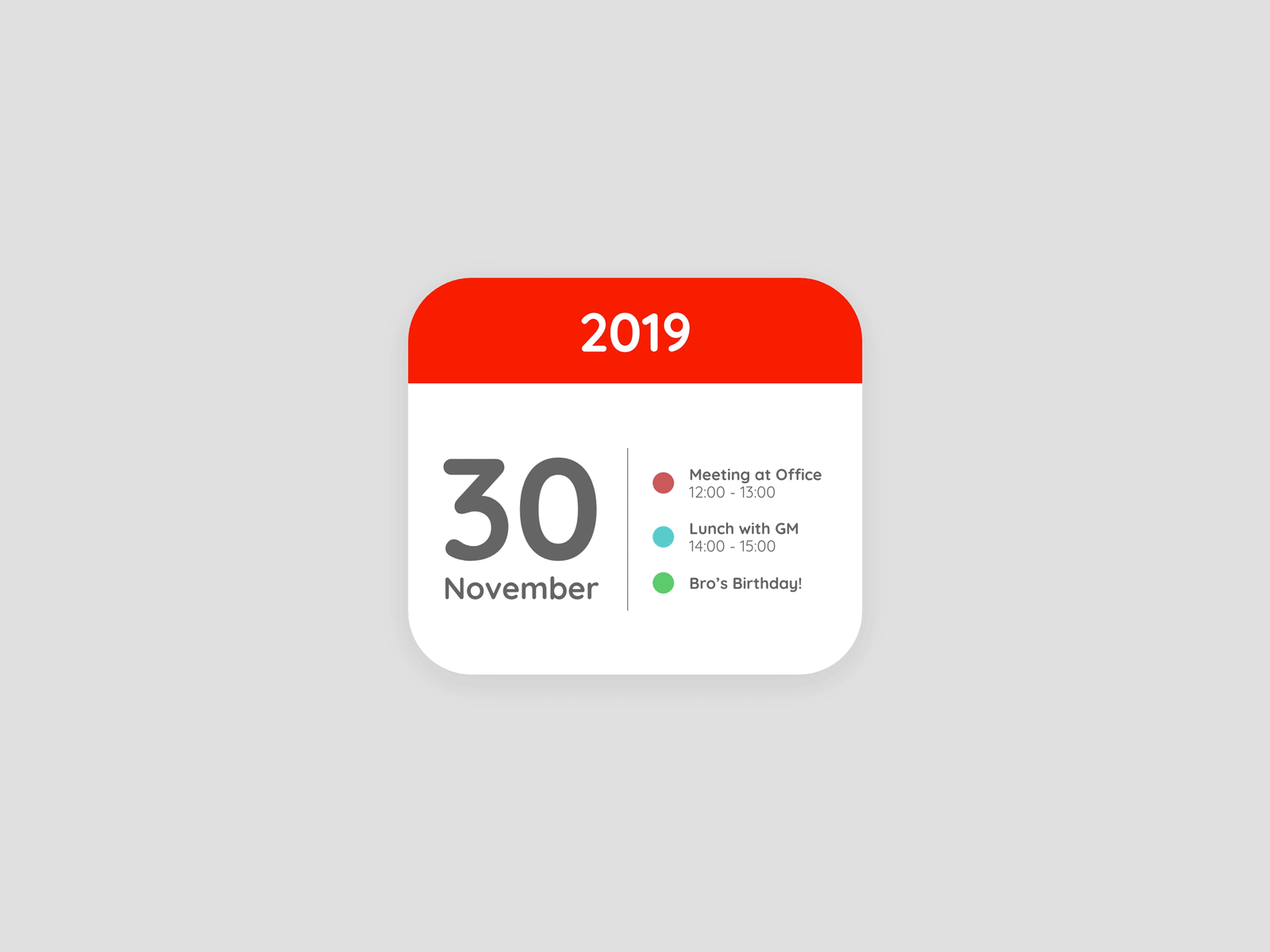 Calendar Widget by Selçuk Avcı on Dribbble