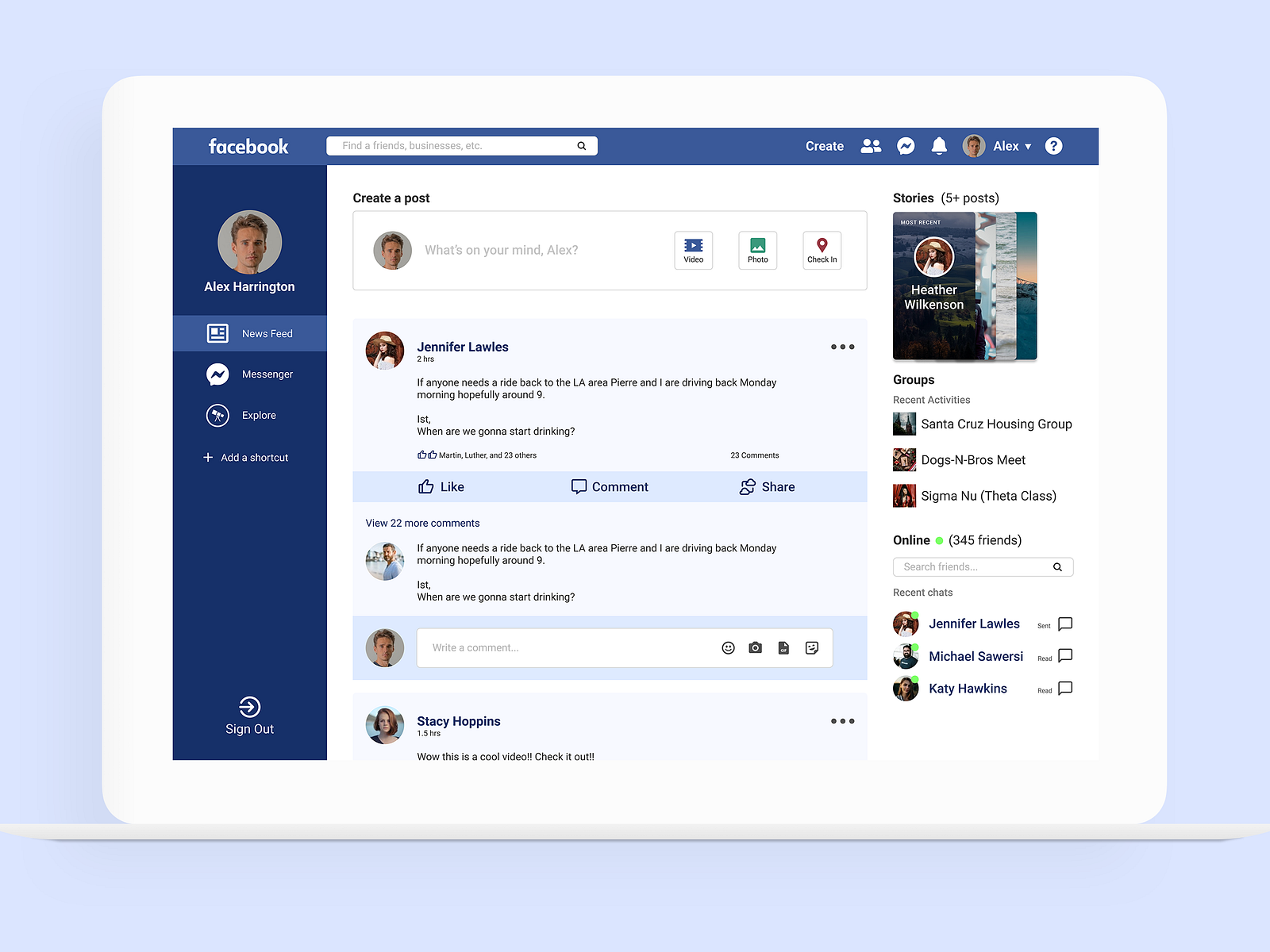 Facebook Redesign by Alessandro Briones on Dribbble