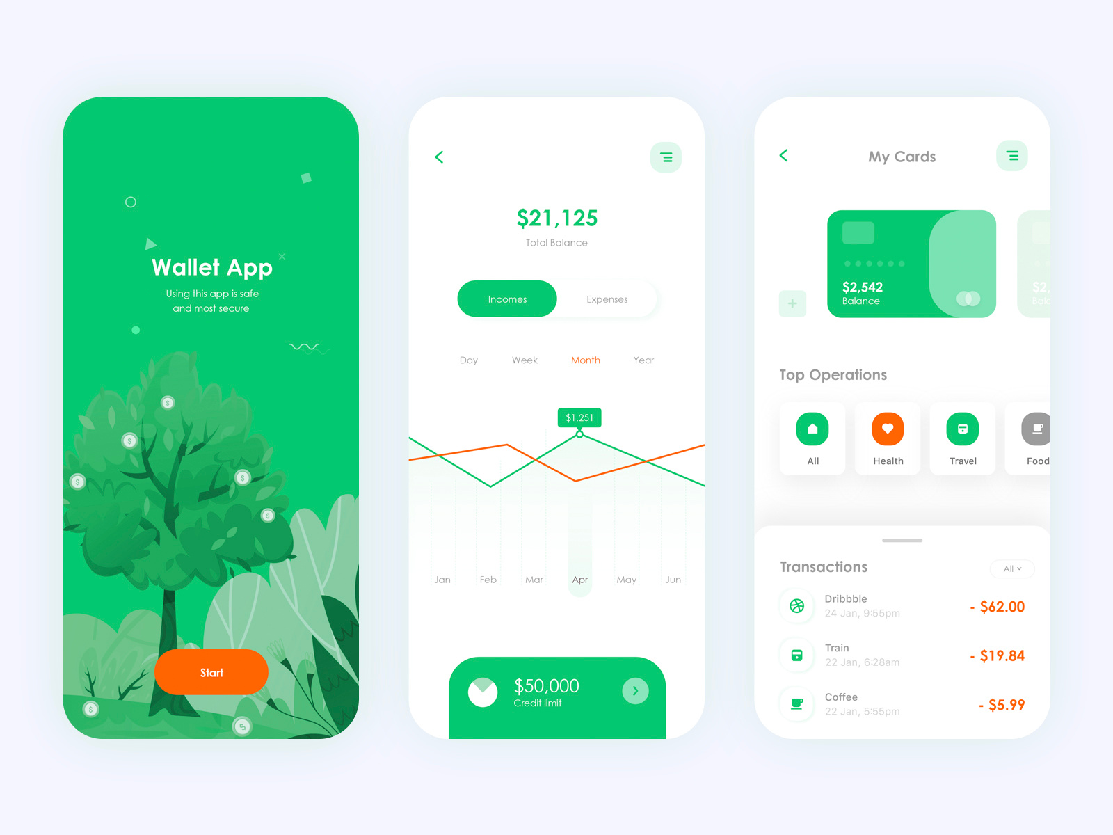 Mobile - clean wallet app ui ux design 🔥🔥 by Rasel A. on Dribbble