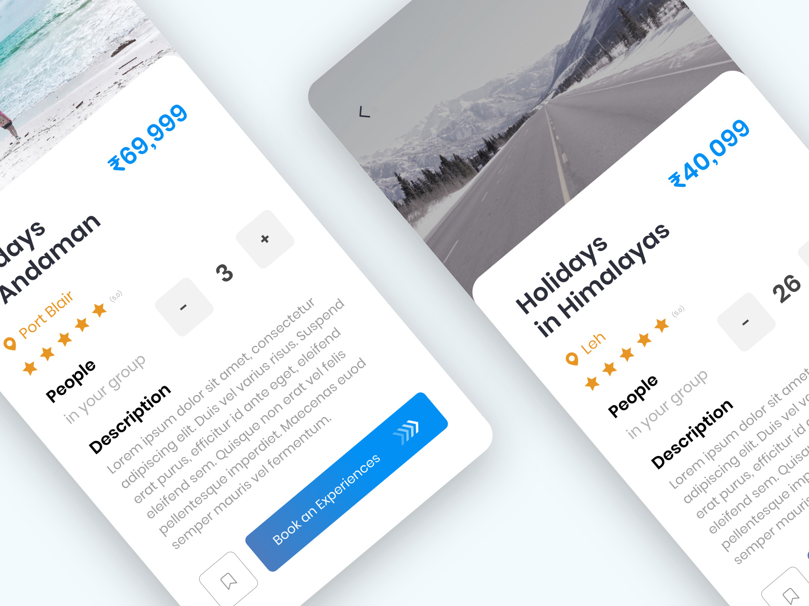 Travel UI design by Vijay Ram on Dribbble
