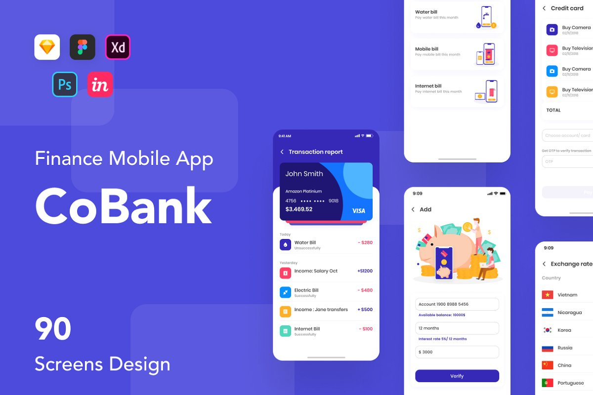 CoBank - Finance Mobile App UI KIT DOWNLOAD by design Abay on Dribbble