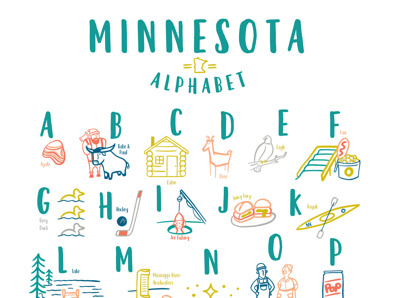 Minnesota Illustrated Alphabet by Gabe Pattison on Dribbble