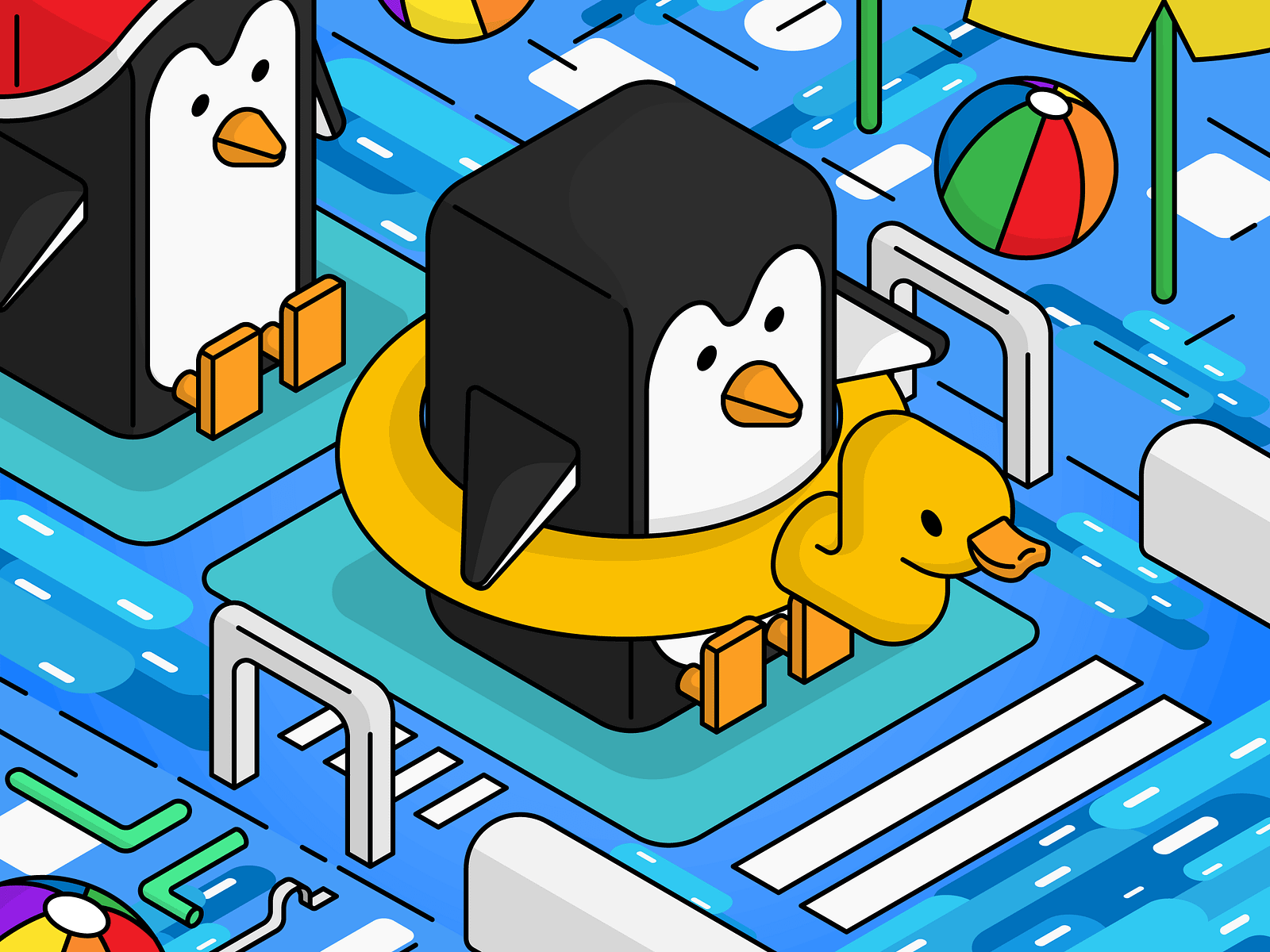 Isometric Penguin Large by Koaasy on Dribbble