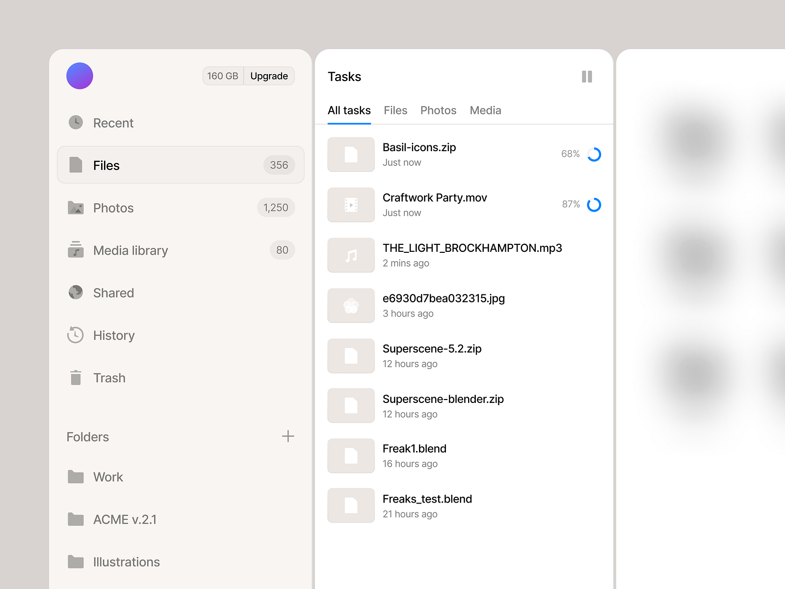 Cloud storage UI concept ☁️ by Craftwork Studio for Craftwork on Dribbble