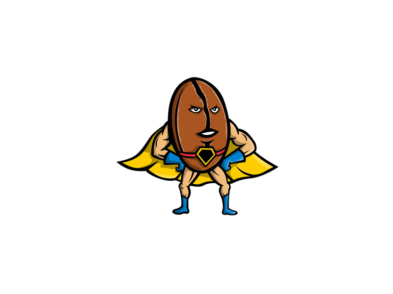 Coffee Bean Superhero Mascot by Aloysius Patrimonio on Dribbble