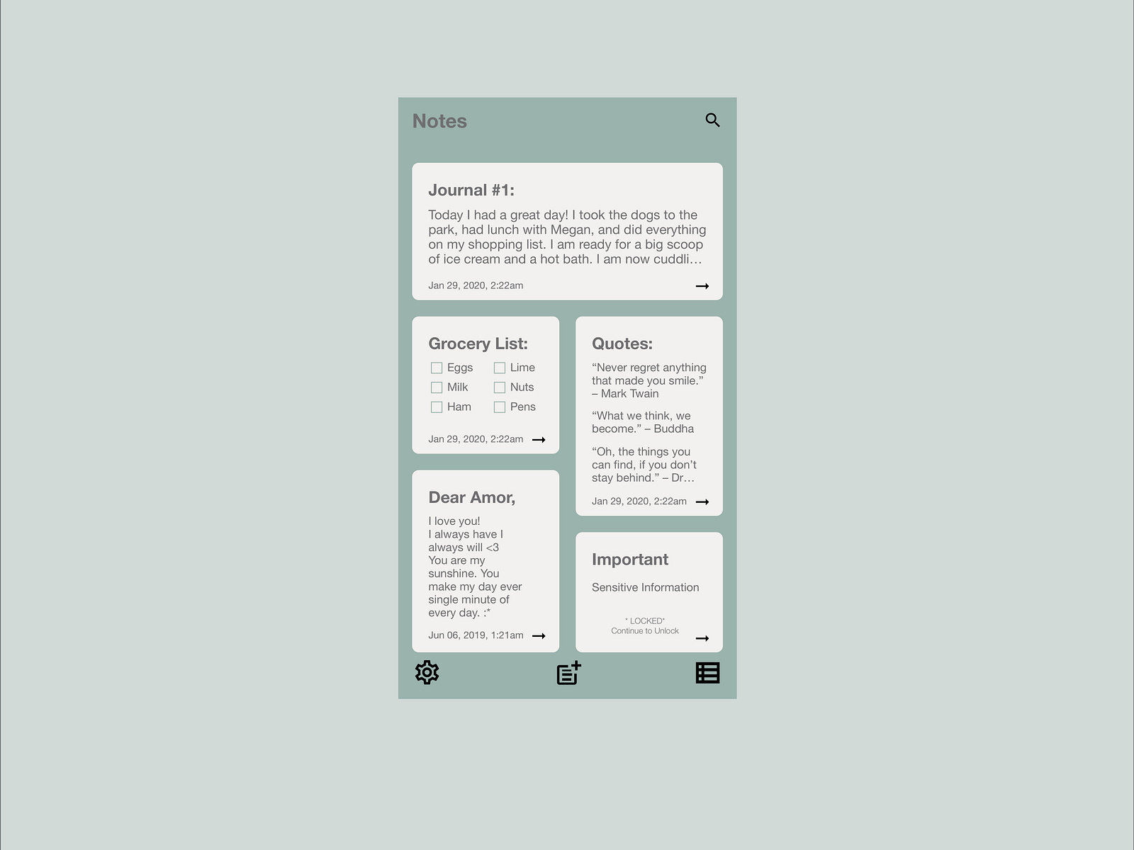 Notes Widget by Marian Parajon on Dribbble