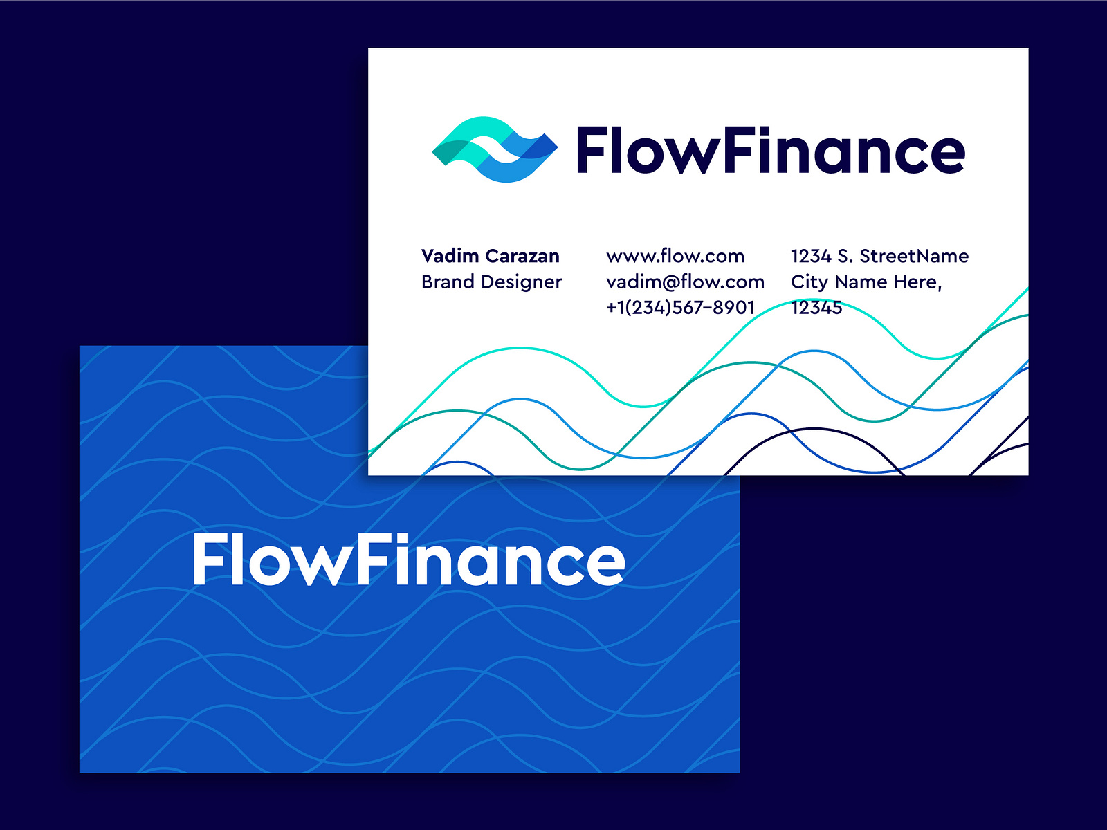 FlowFinance business card design by Vadim Carazan for Wegrow on Dribbble