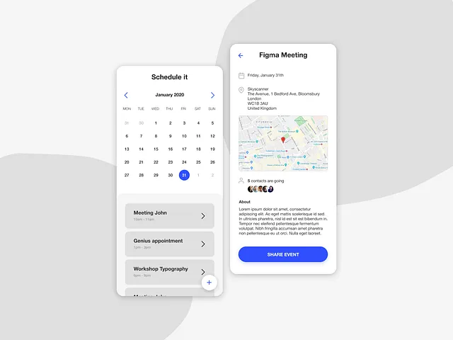 Schedule UI designs, themes, templates and downloadable graphic ...