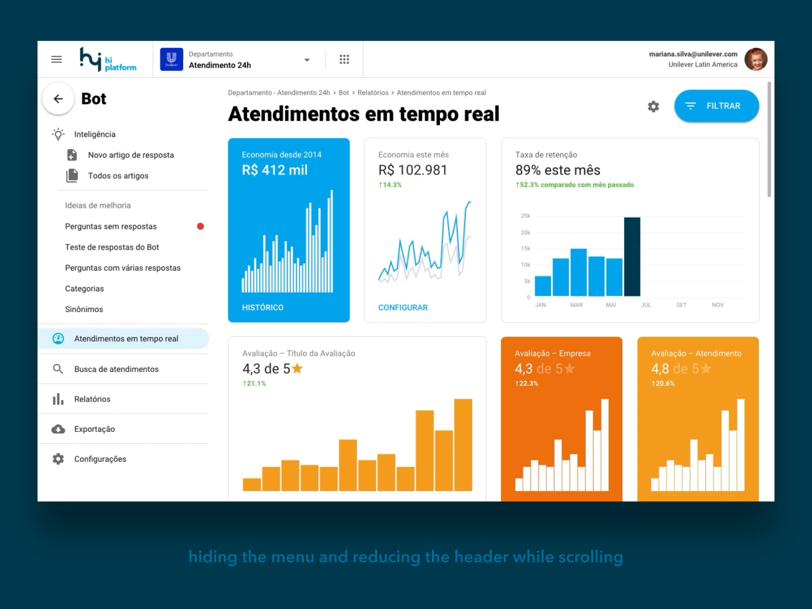 On scroll hiding menu by Vitor Heinzen on Dribbble