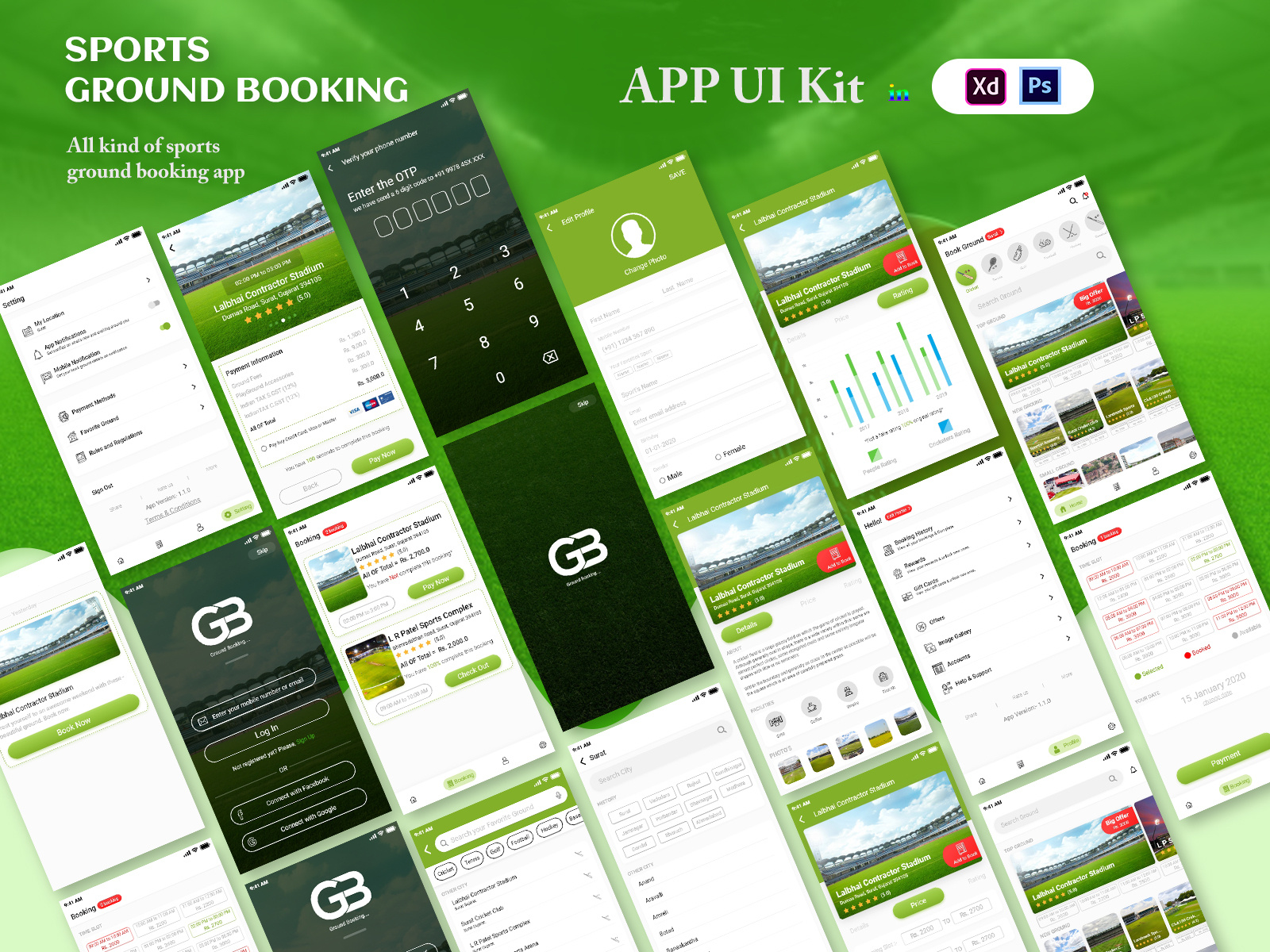 Sports Groung Booking App UI Kit by Rina Virani on Dribbble