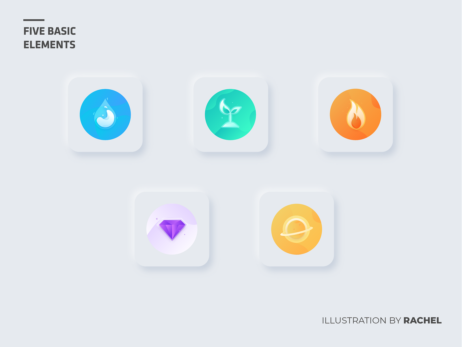Five Basic Elements by Rachelizmarvel on Dribbble