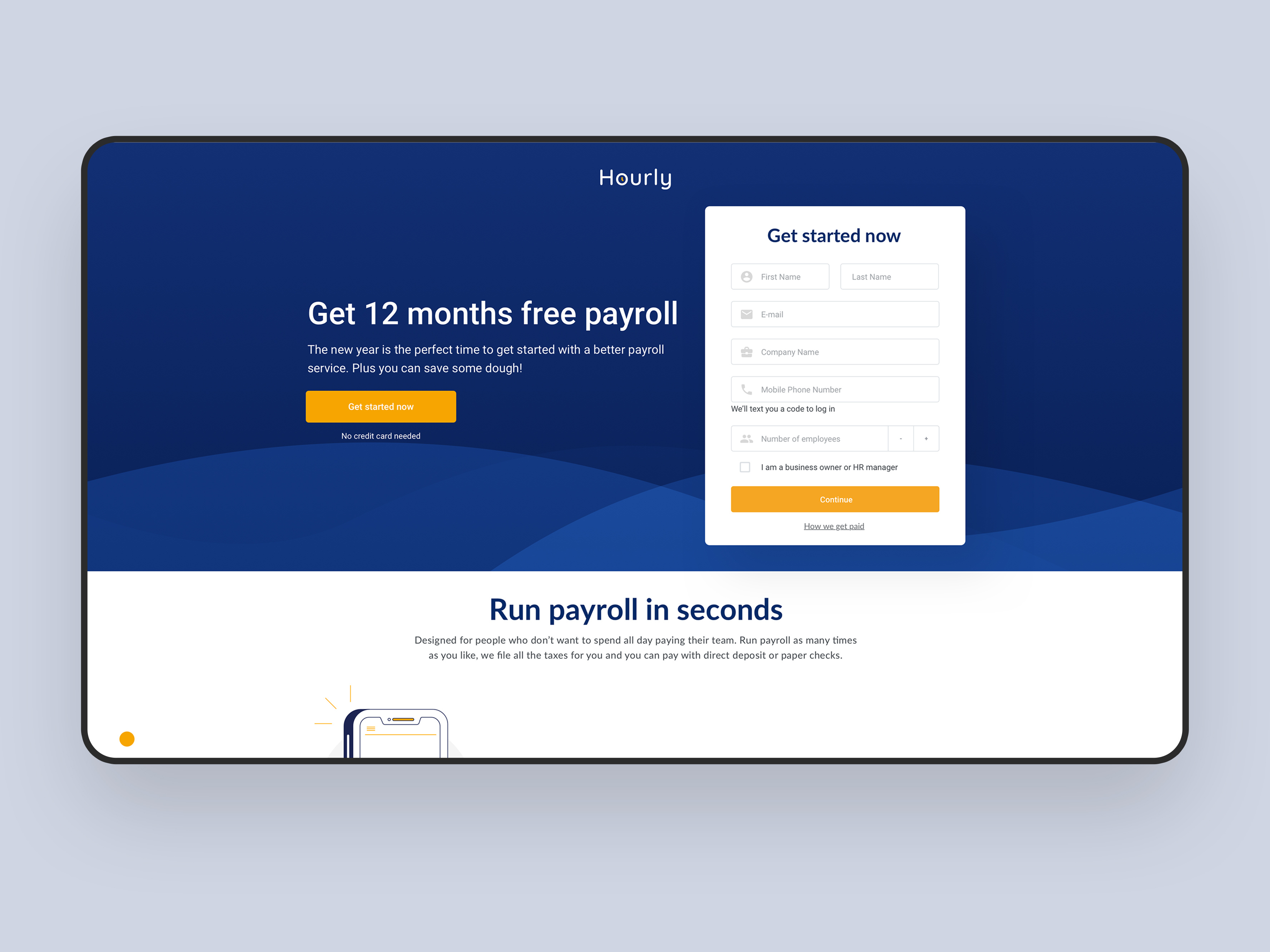 Payroll Campaign Landing Page by Andres Clavijo for Hourly Design on ...