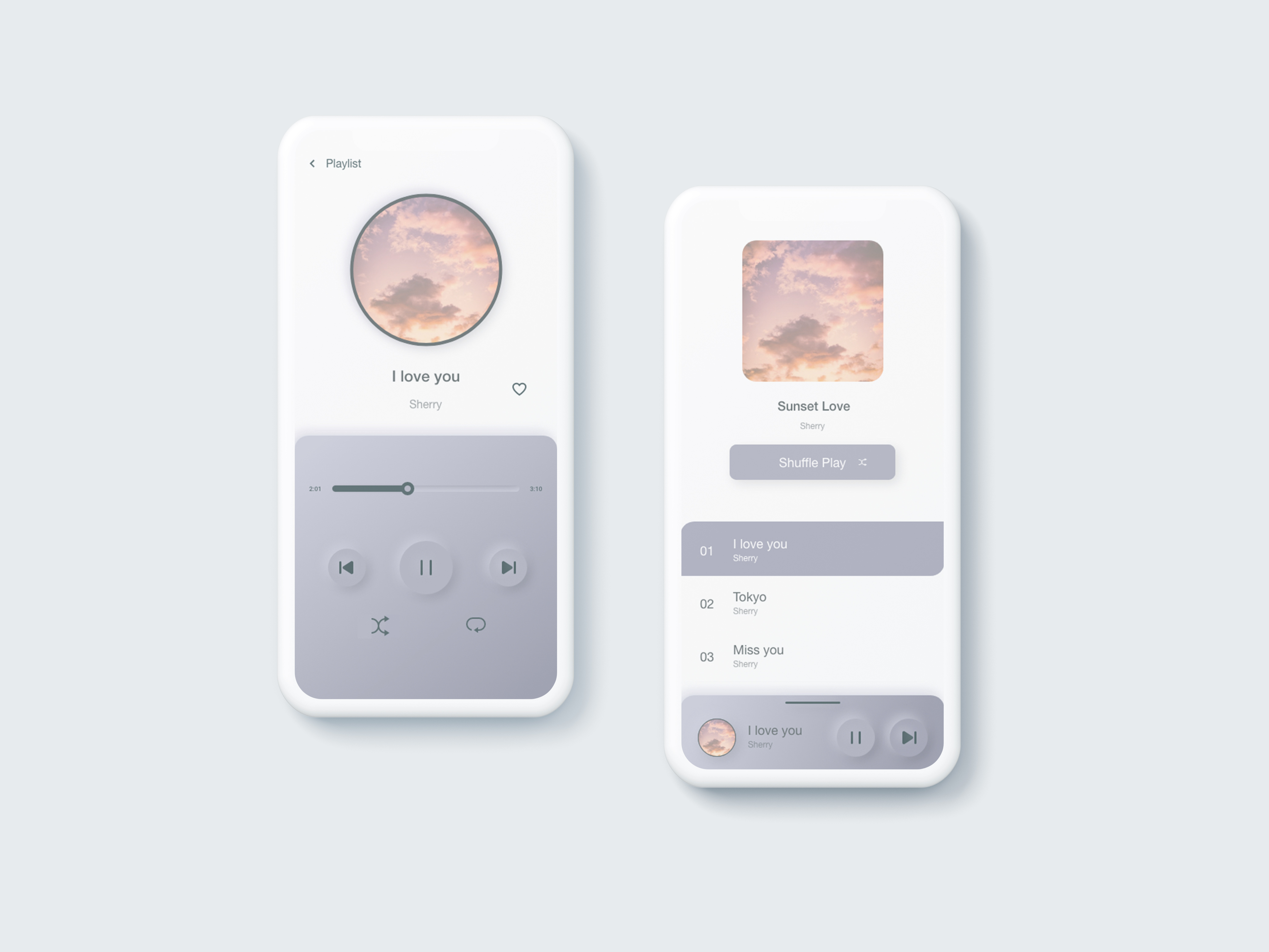 Music Player soft UI by Shunya Koide on Dribbble
