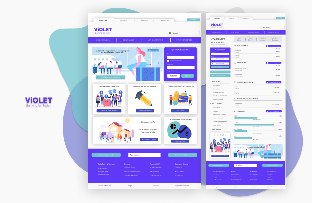 ViOLET Banking - UX/UI by Sarah Saccomanno on Dribbble