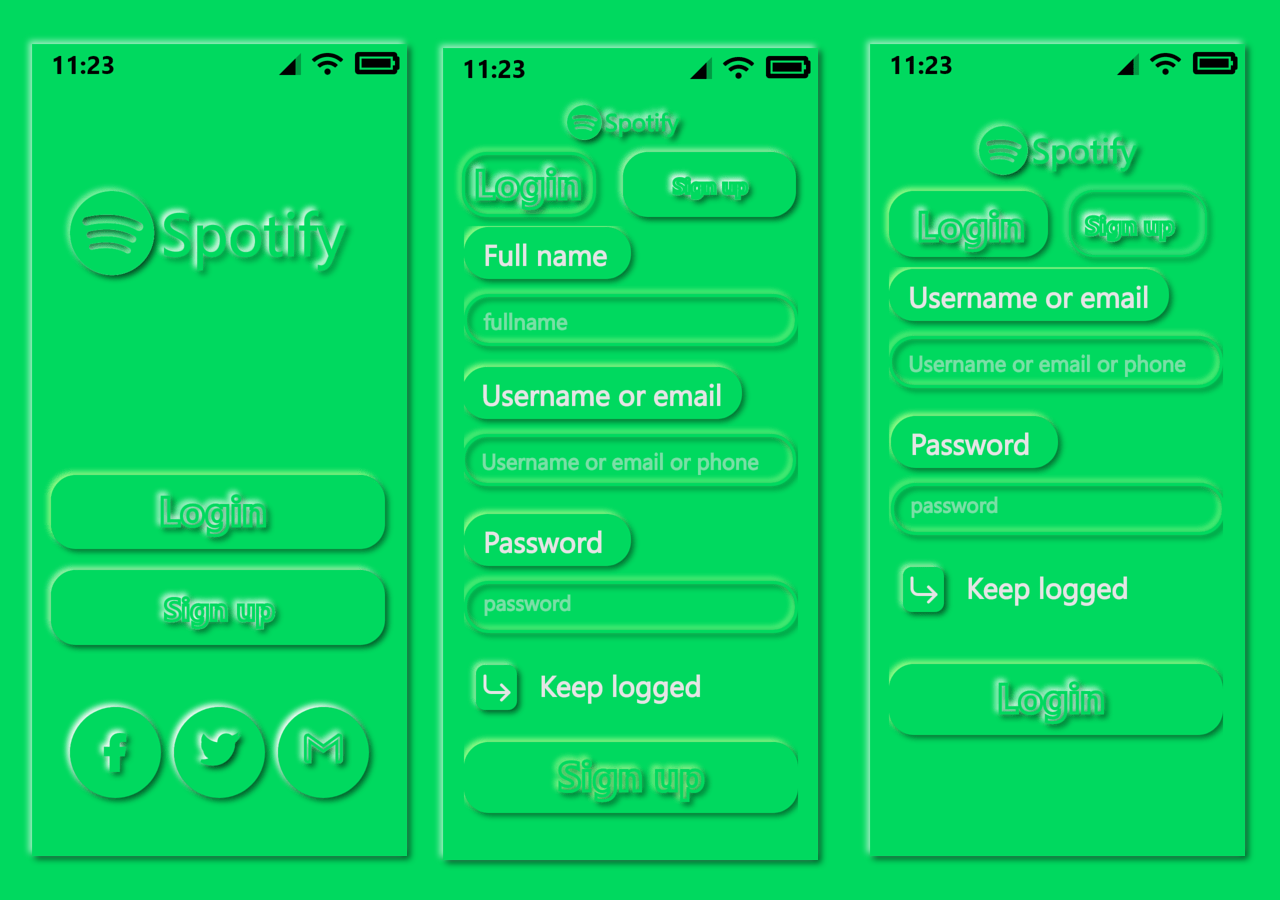 Neumorphism sign up and login by Karim Saif on Dribbble