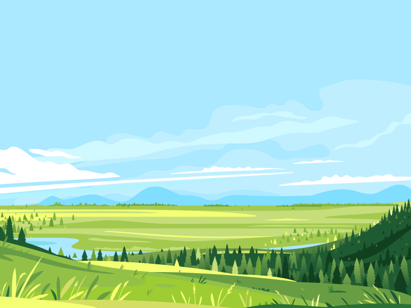 Green valley from the top of hill by Oceloti Design on Dribbble