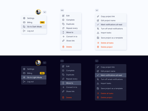 Dropdowns by Pantufla Cuántica on Dribbble