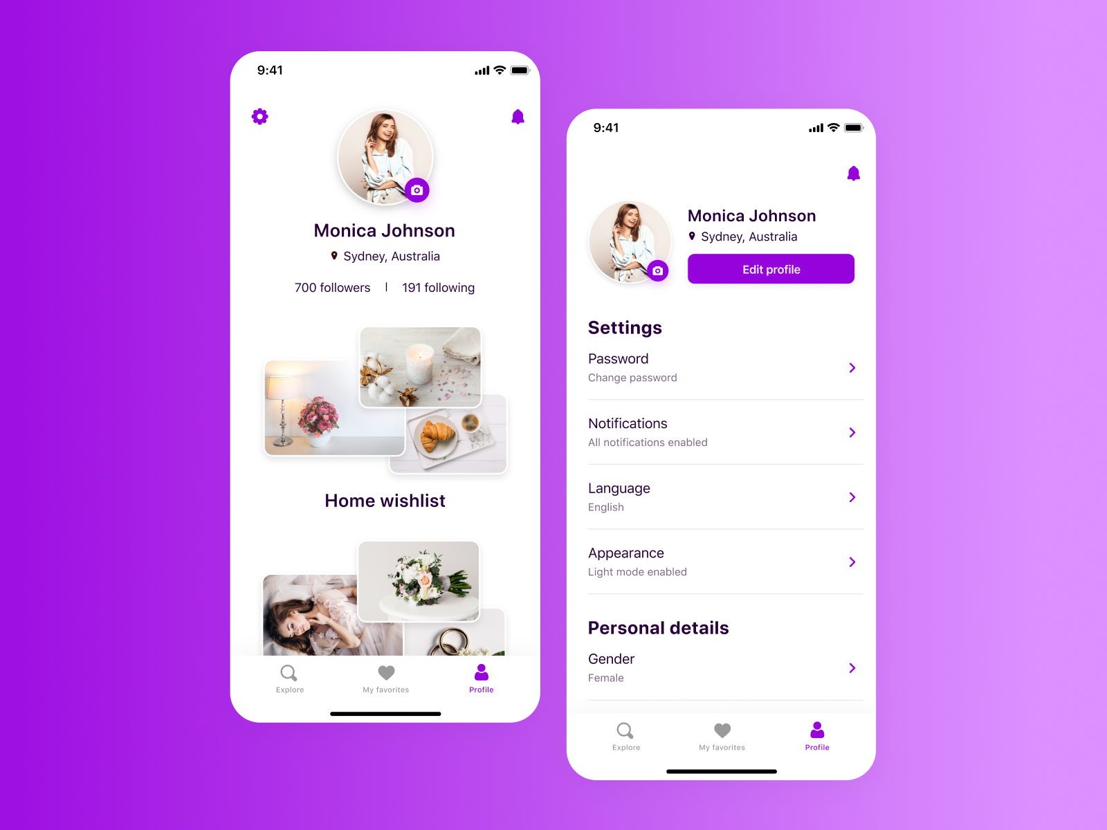 Daily UI #006 #007 - User Profile & Settings by Anastasia Lapikova on ...