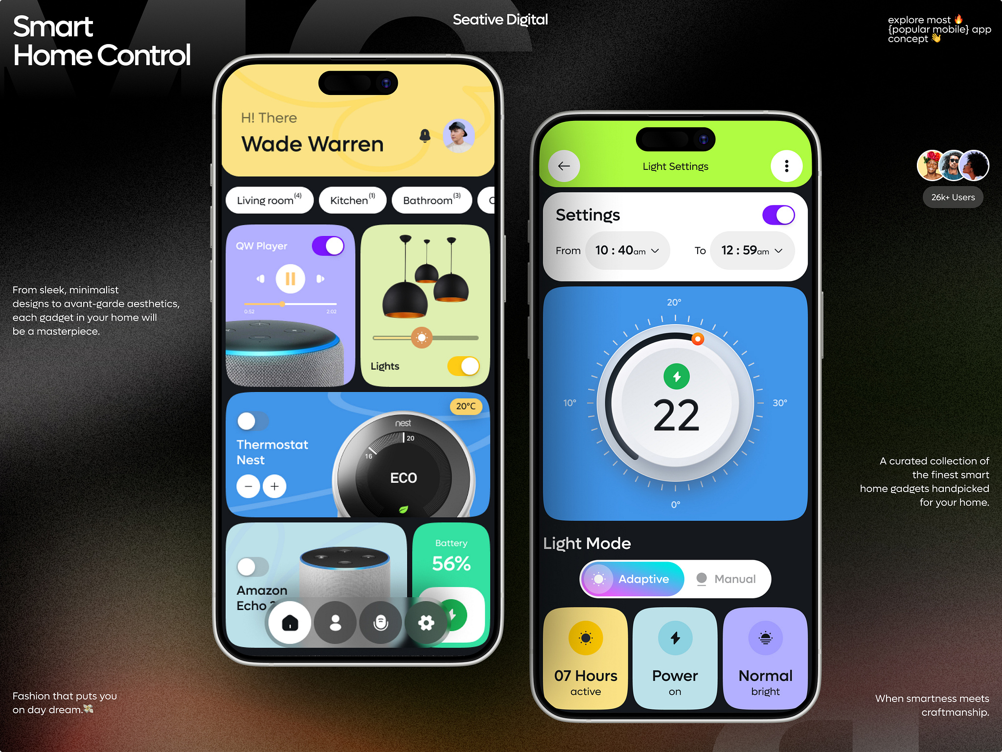 Smart Home Control App Design by Subash Chandra for Seative Digital on Dribbble