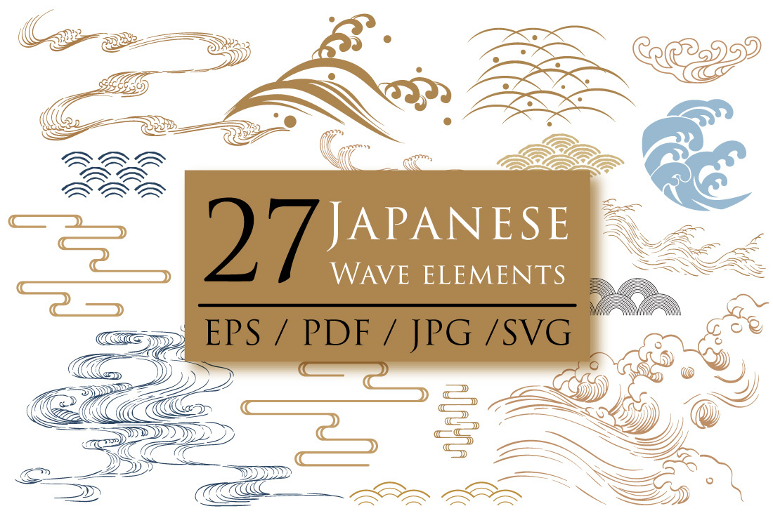 Japanese wave elements. by marukopum on Dribbble