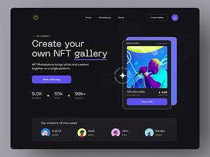 NFT Marketplace Home Page by Afterglow on Dribbble