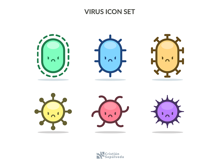 Vector virus icon set by Cristián Sepúlveda on Dribbble