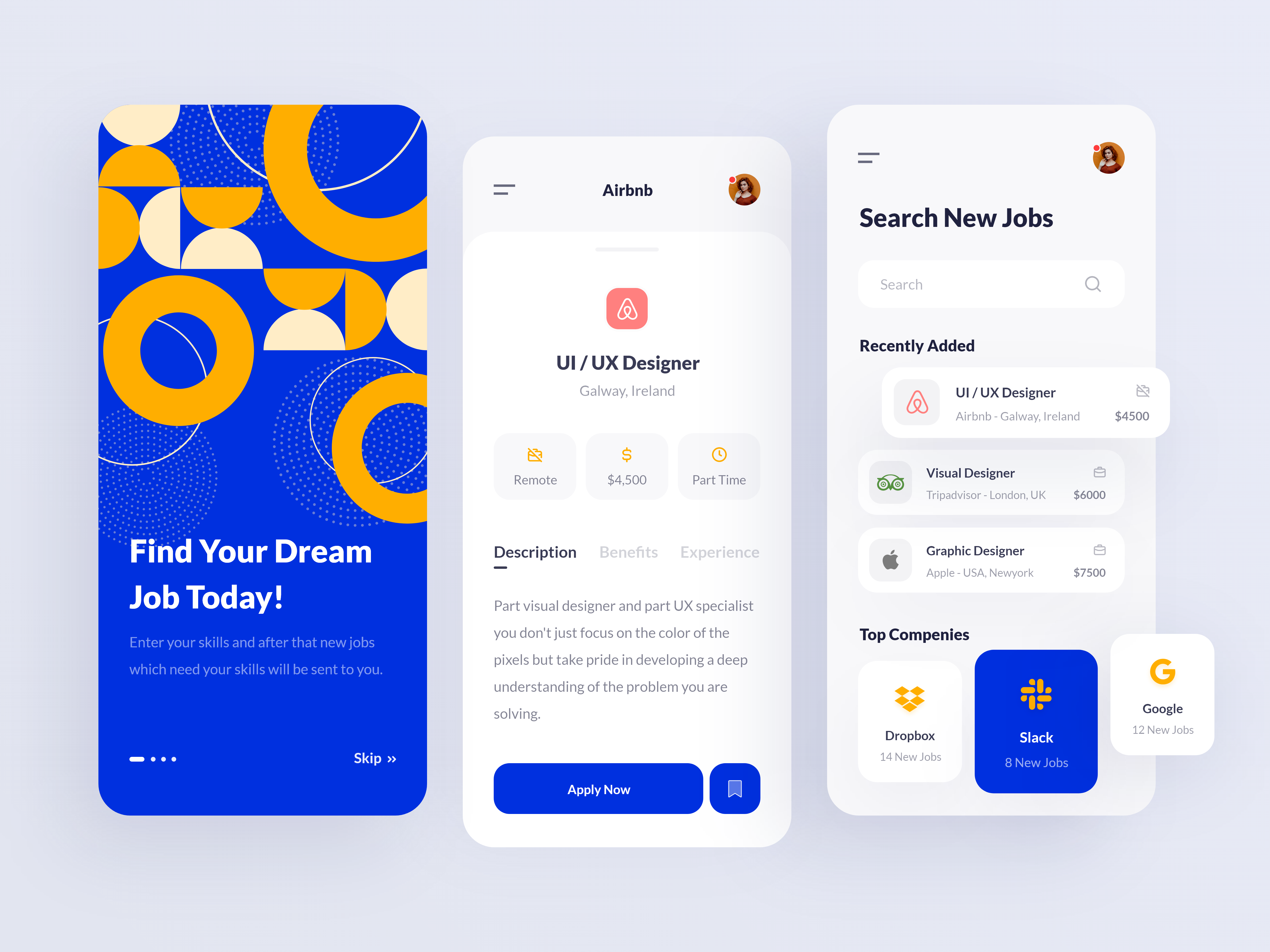 Job searching application by Fahime Rafiee on Dribbble