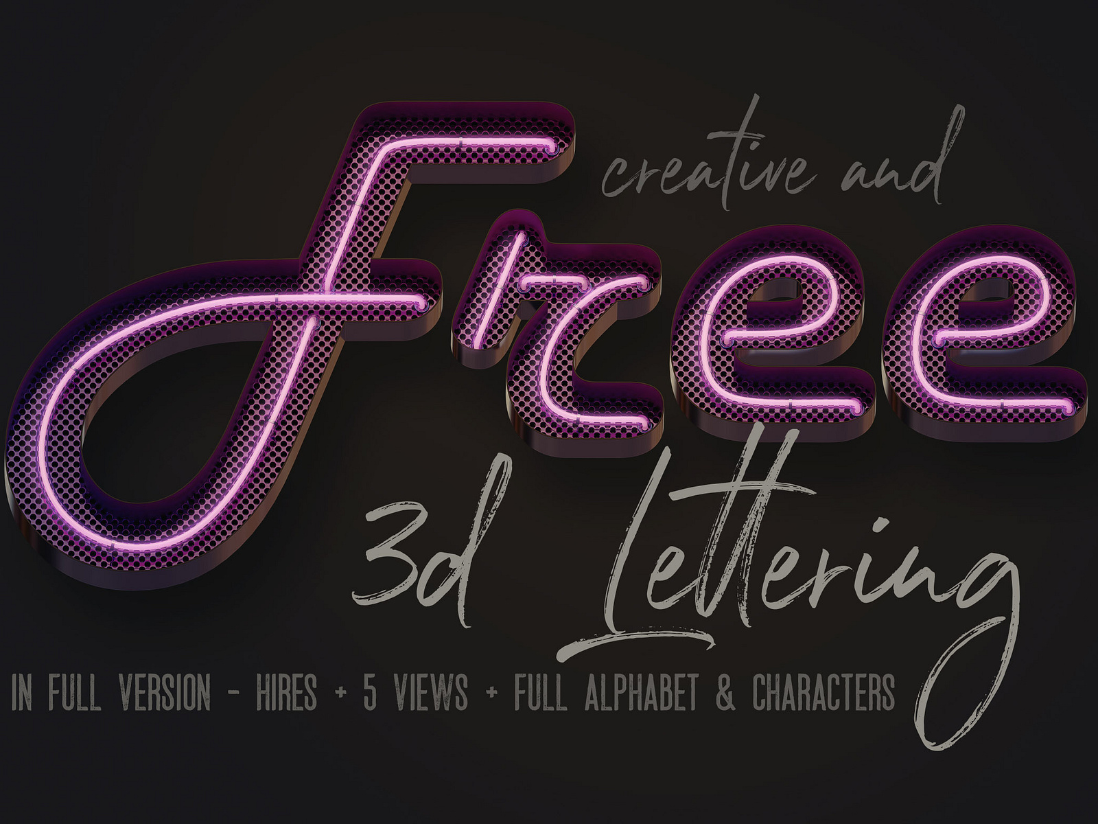 Free Script Neon 3D Lettering by CruzineDesign on Dribbble