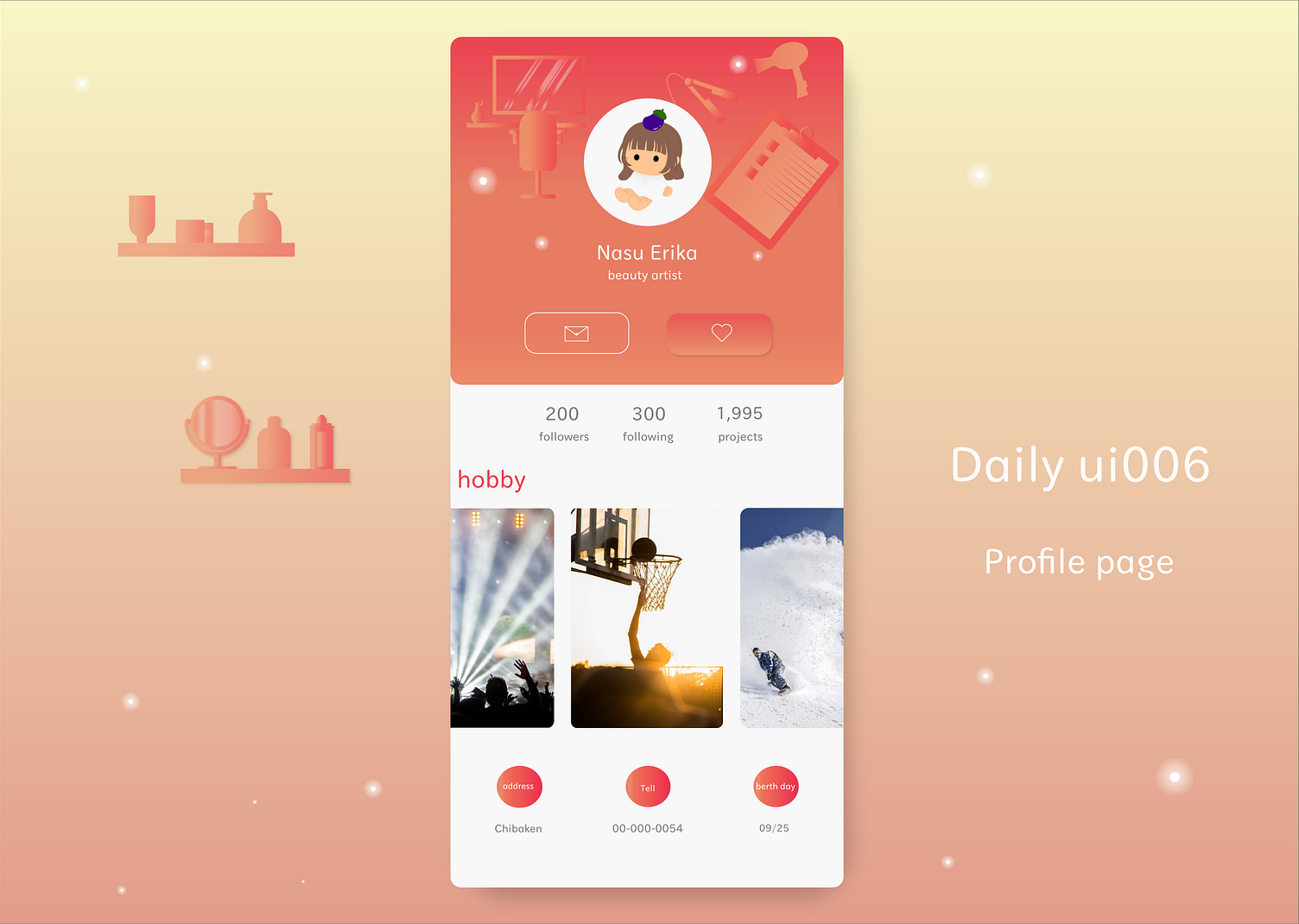 Daily ui006 profile page by nas on Dribbble