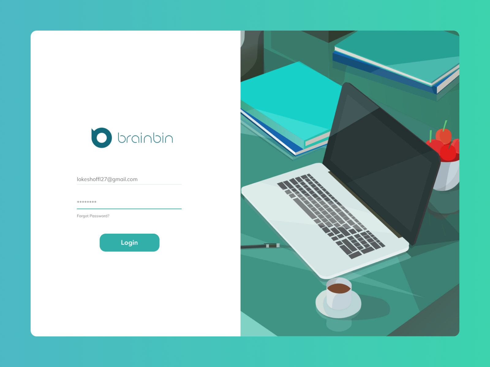 Login Screen - BrainBin (Learn & Hire) by Lokesh on Dribbble