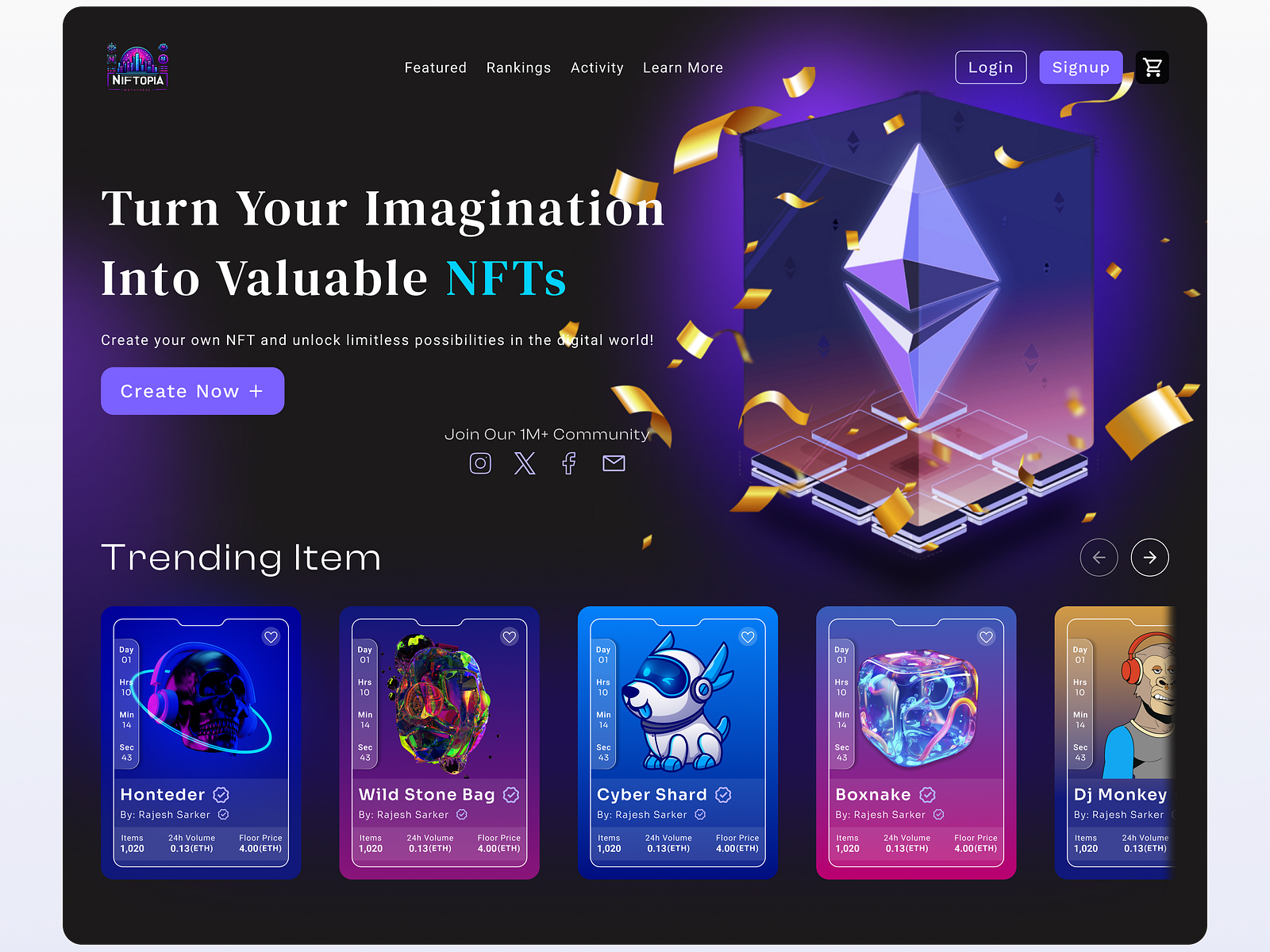 NFT Marketplace Dashboard UI Design by sobuj on Dribbble