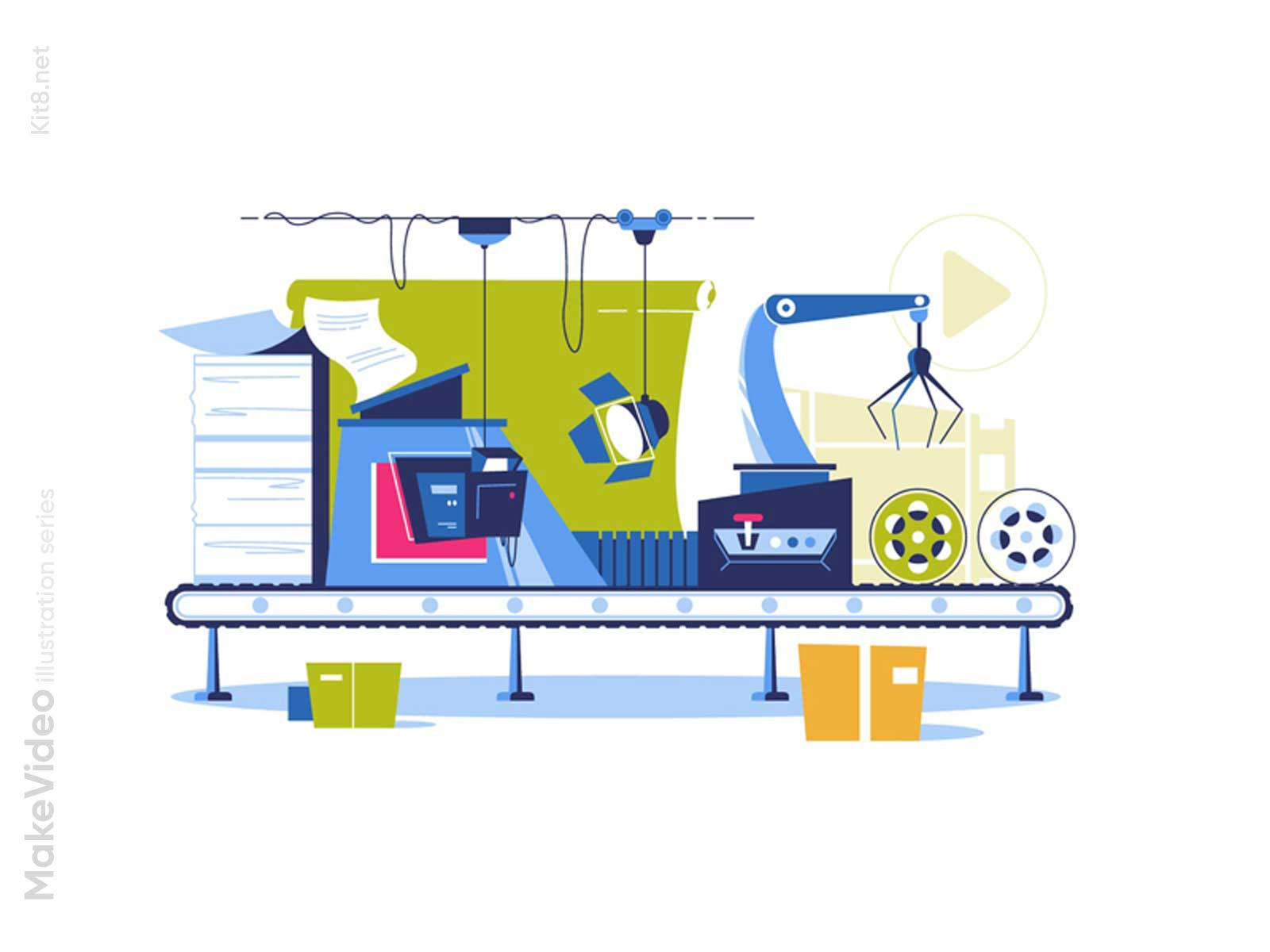 Conveyor automatic production line illustration by Kit8 on Dribbble