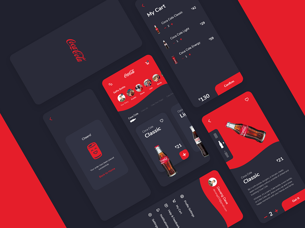 Coca Cola App UI by Devang Dave on Dribbble